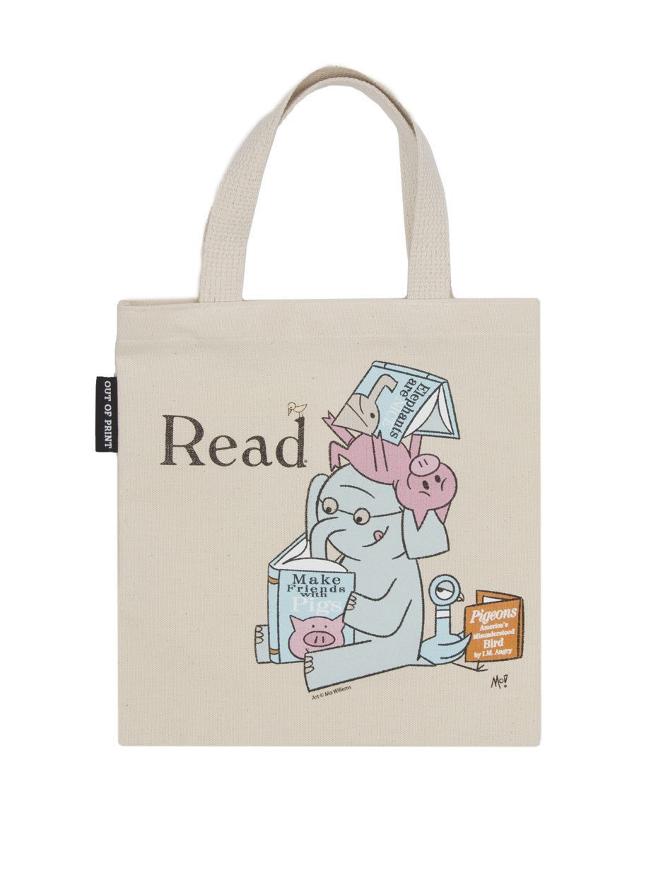 Out of Print Elephant and Piggie Read Kid's Tote Bag, 10.5 X 10.5 Inches