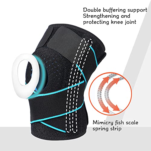 VINGVO Knee Support, Polyester Hook and Loop Knee Support for Exercise Protection (Blue)