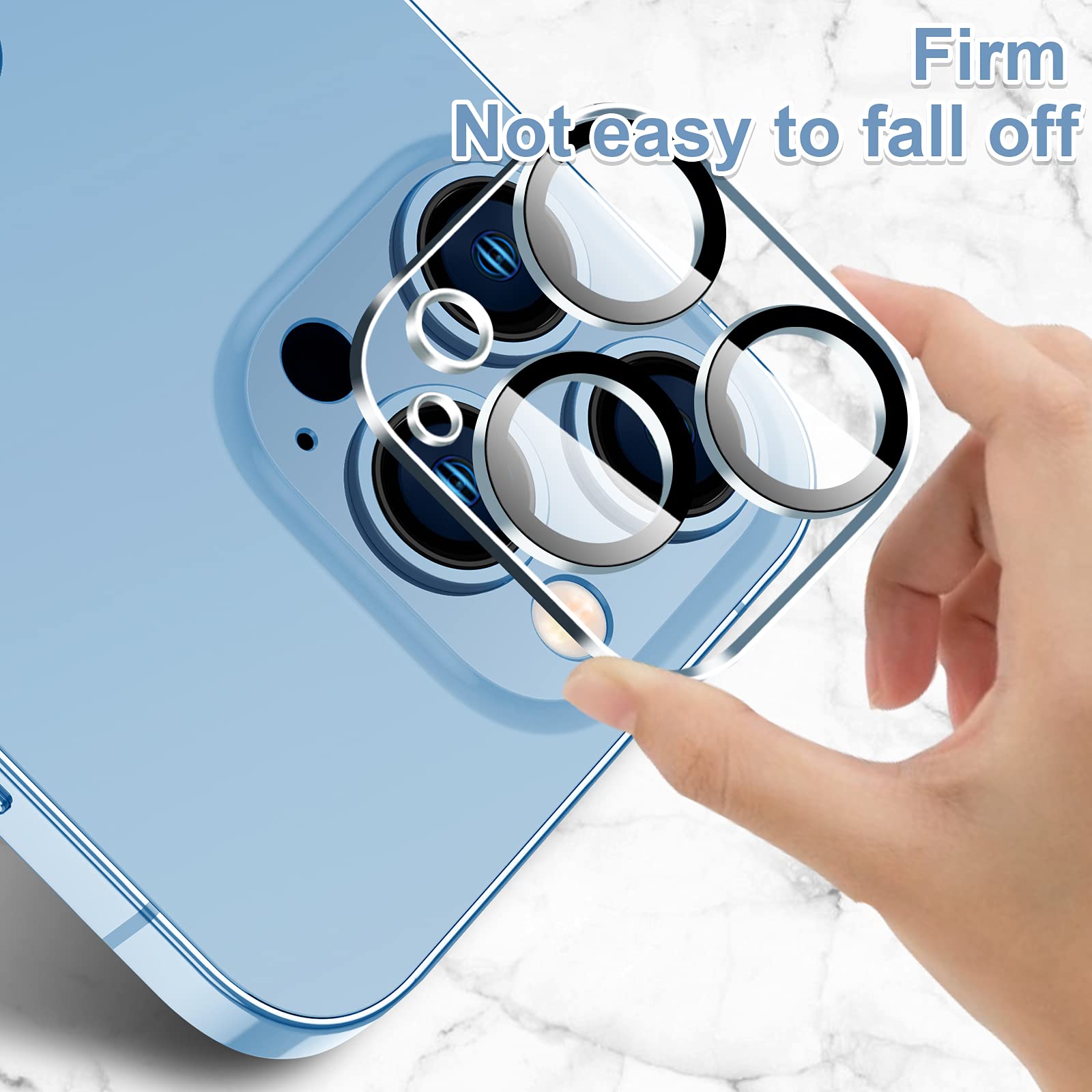 OUBA [3 Pack] Camera Lens Protector for iPhone 13 Pro/iPhone 13 Pro Max [3 Holes] Lens Cover Tempered Glass, [Case Friendly][Scratch-Resistant] Easy Installation [HD Clear] - Black Circle