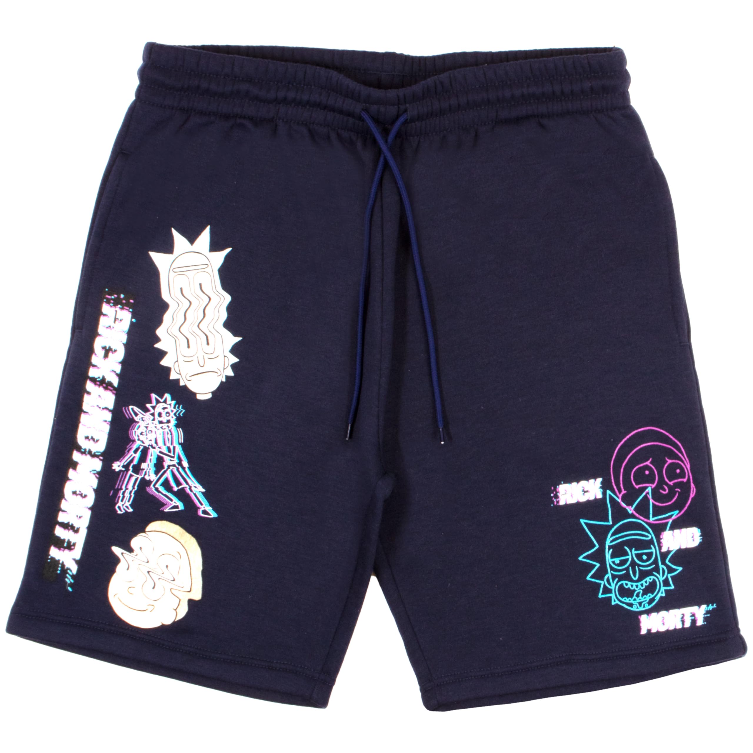 RICK AND MORTY Shorts for Men, Men's Mesh Athletic Shorts (Cosmic Black, Large)