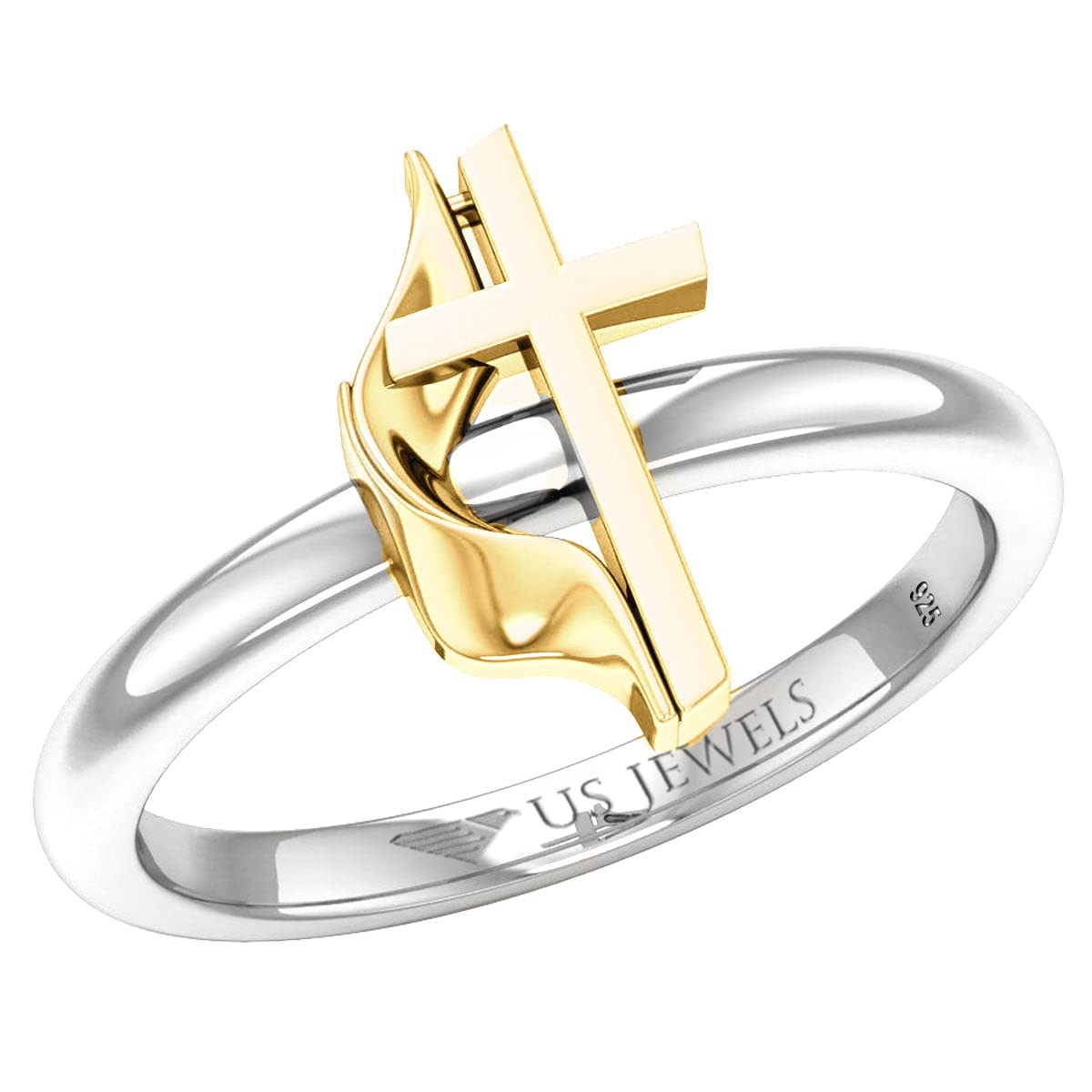 US Jewels Ladies 925 Sterling Silver Methodist Cross Ring, Size 5