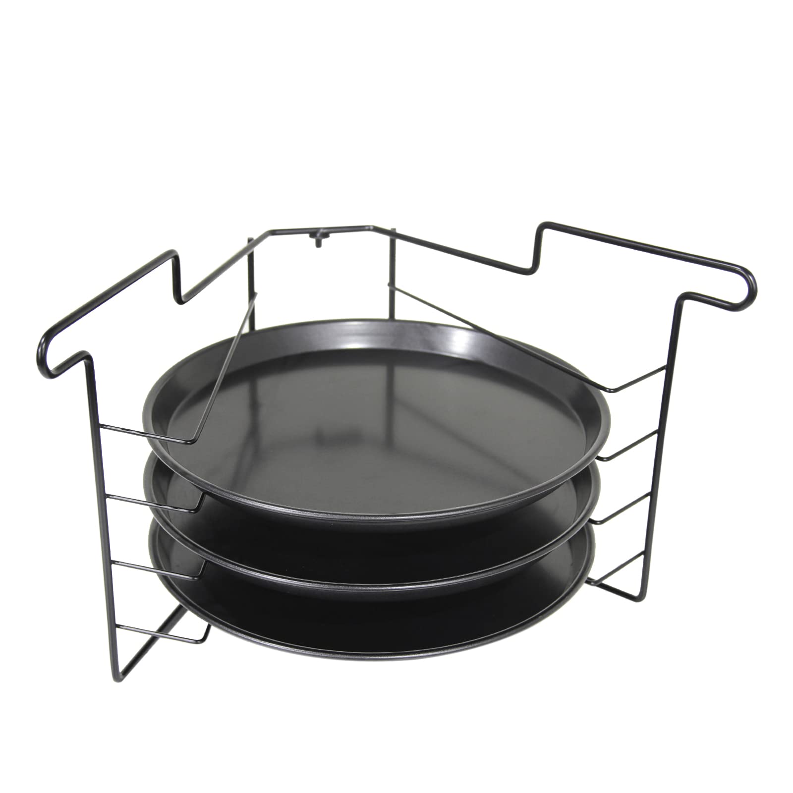 VANLAMNI Pizza Baking Set with 1 Wire Metal Pizza Rack and 3 Circular Pizza Pans,11 inch Non-stick Pizza Trays for Oven