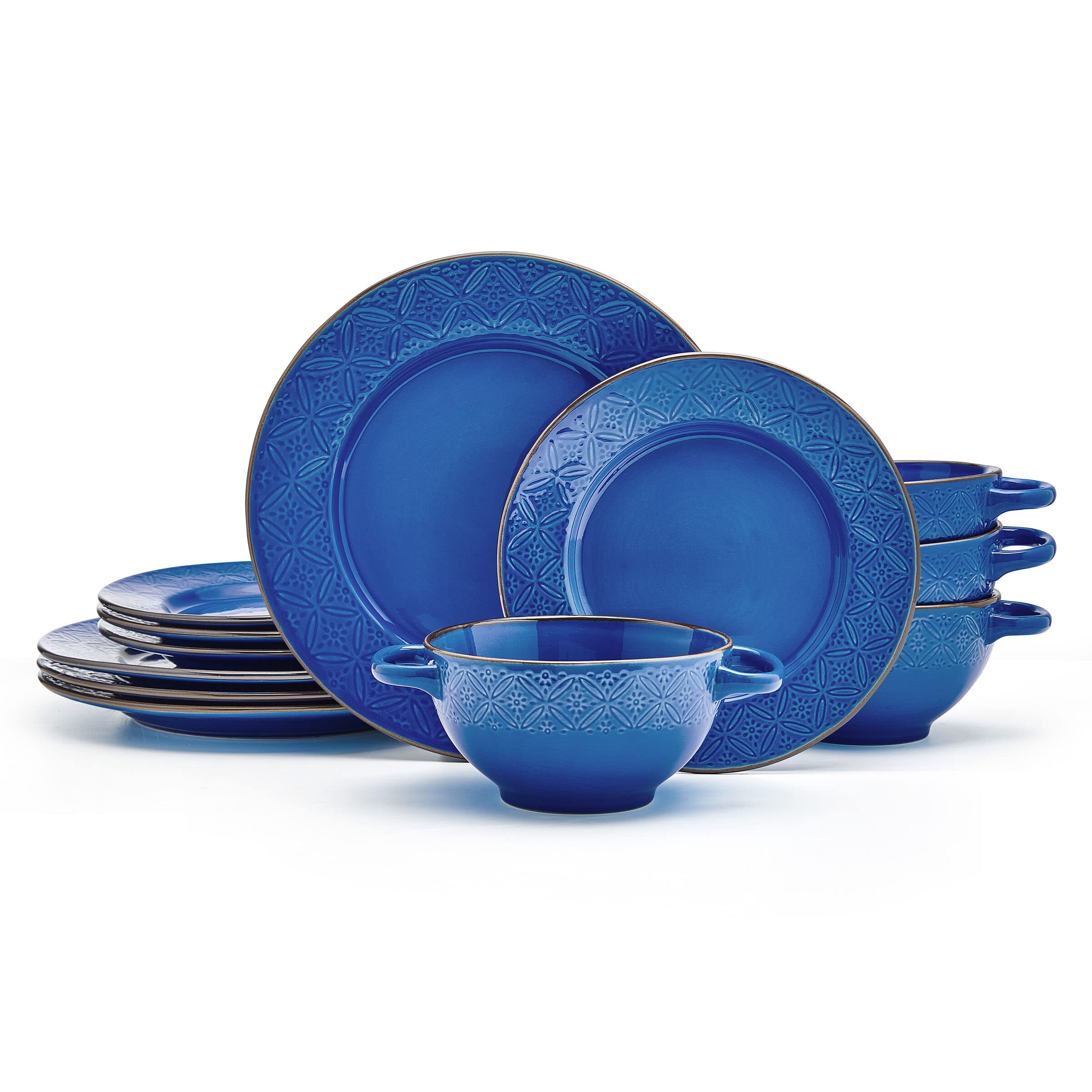 Pfaltzgraff Kori 12 Piece Dinnerware Set, Service for 4, Blue