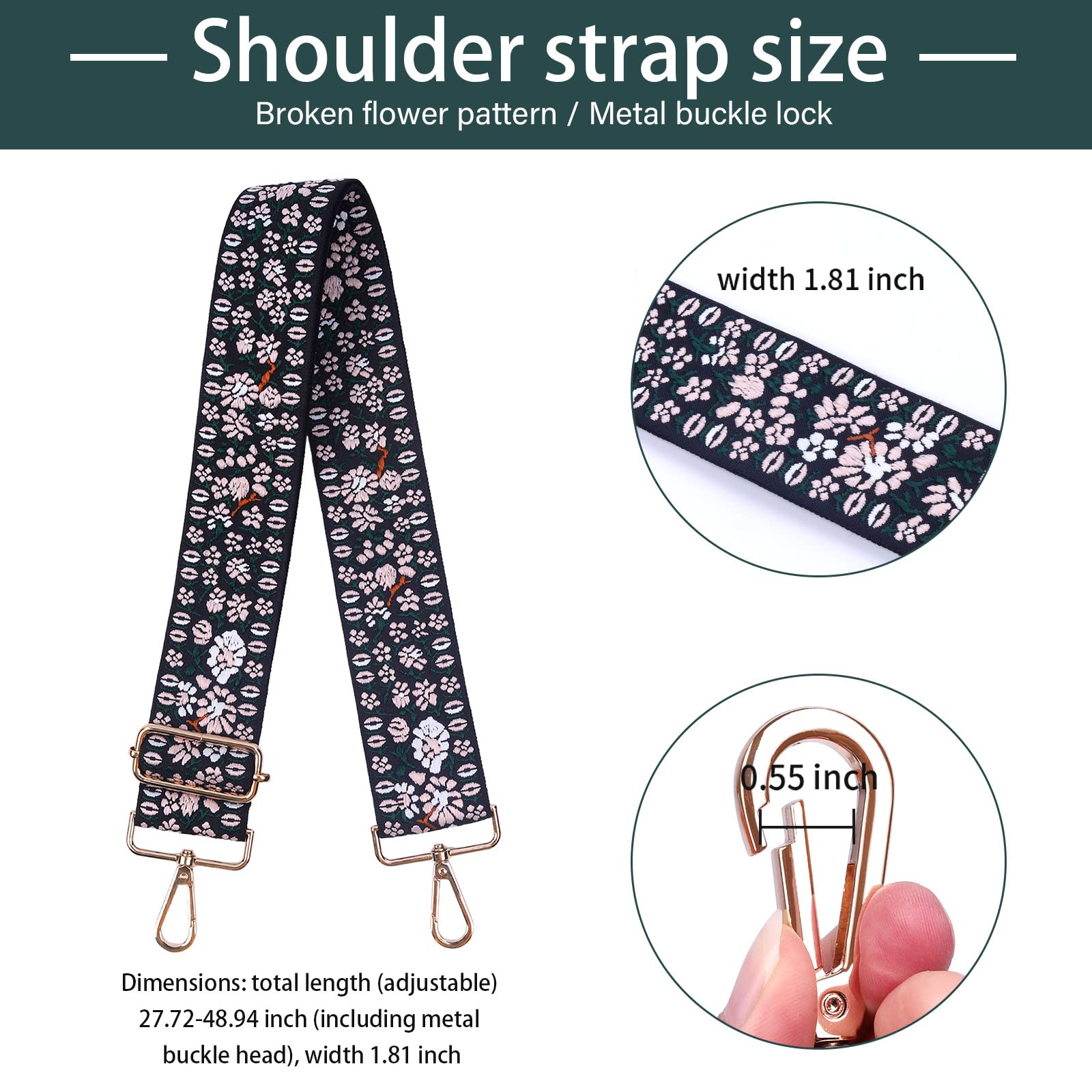 TRAIPAINK Crossbody Purse Strap, 2" Wide Shoulder Strap Adjustable Replacement Bag Strap, Retro Jacquard Embroidery Multi-pattern Crossbody Bag Straps for Handbag, Crossbody Bags, Shoulder Bags