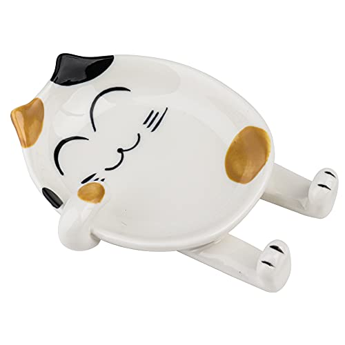 VanlonPro Ceramic Spoon Rest,Cartoon Black Yellow Cat Spoon Rests,Multi-Functional Utensil Spoon Rest Holder for Cooking,Kitchen Counter,Stove Top,Utensil Holder,Coffee Spoon Rest,Gift for Cat Lover
