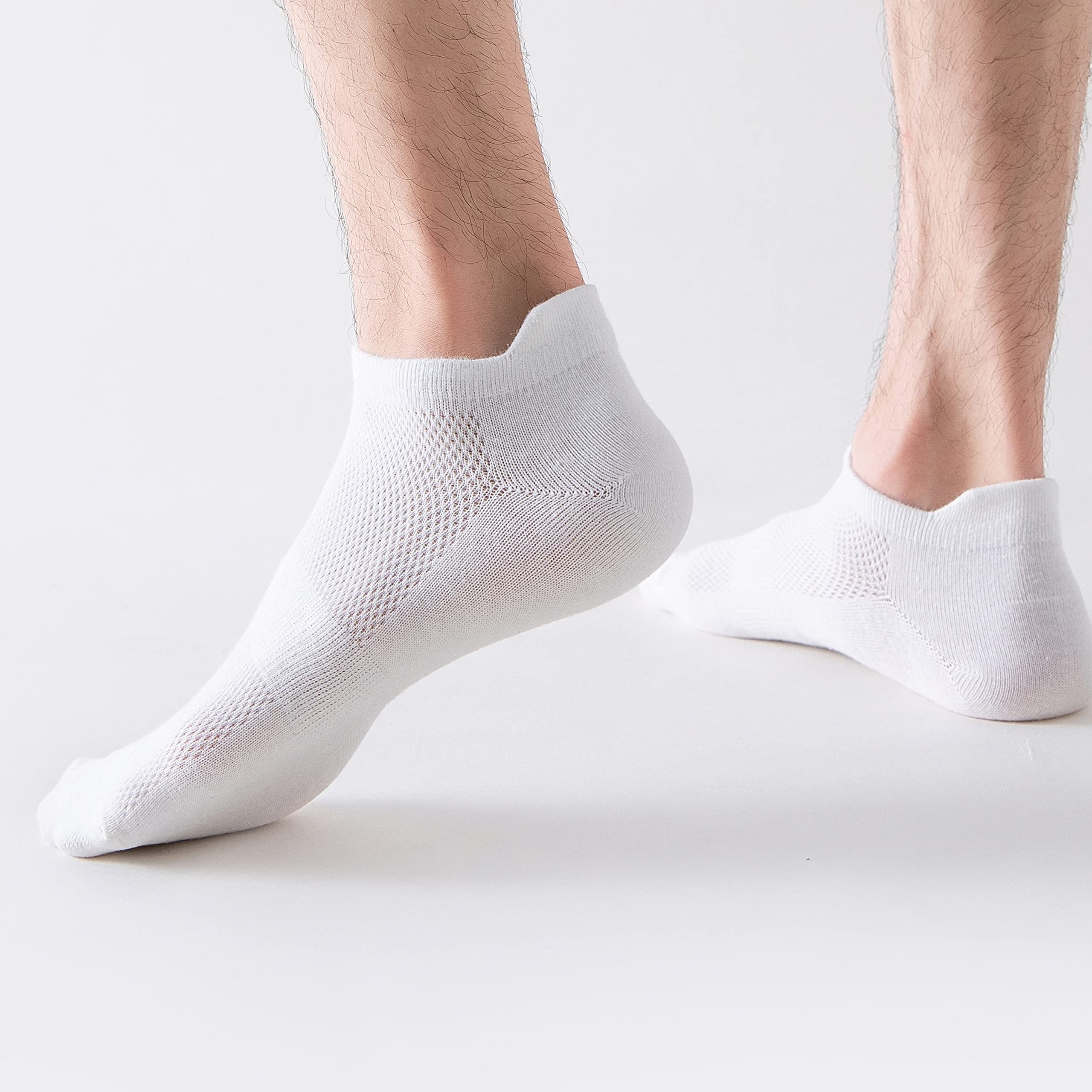 VFM 8 Pairs Ankle Athletic Running Socks for Men Women Low Cut Wicking Sport Cushion Tab Breathable Mesh Socks (4Black+4White)