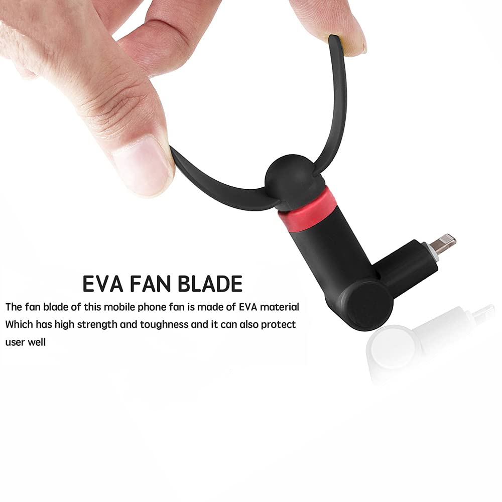 Mini Phone Fan, Wuedozue 180 Rotating Portable Cool Cooler Mobile Phone Fan Compatible with iPhone 14/14Pro Max/13/13 Pro Max/12/12 Pro Max/11/11 Pro/11 Pro Max/X/Xs/Xr/iPad and More (black)