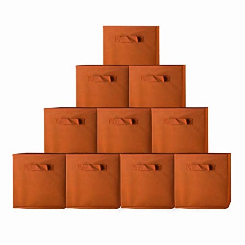 Rack Furniture 10" Fabric? Storage Bin (Pack of 10) (Orange)