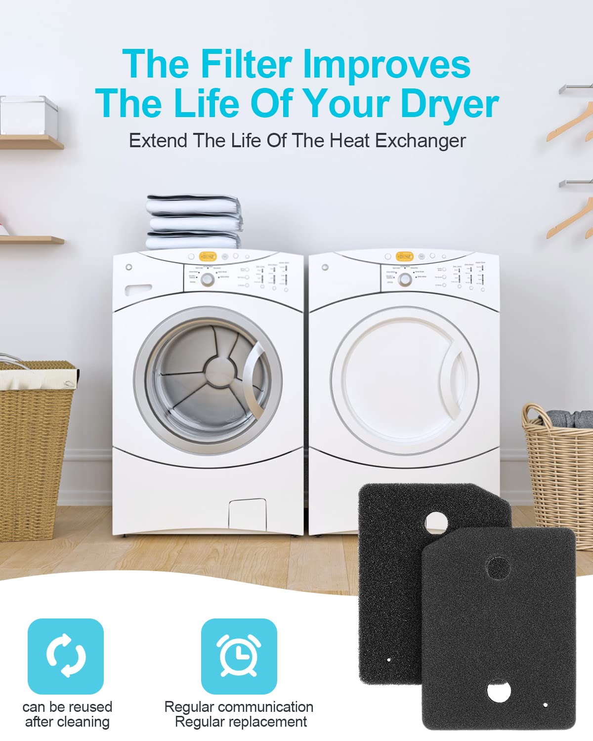 Plinth Filter Replacement for Miele T1 Dryer:9164761 Heat Pump Dryer, Dryer Spare Parts, Lint Filter Foam Sponge Replacement for Miele T1 Dryer (2)