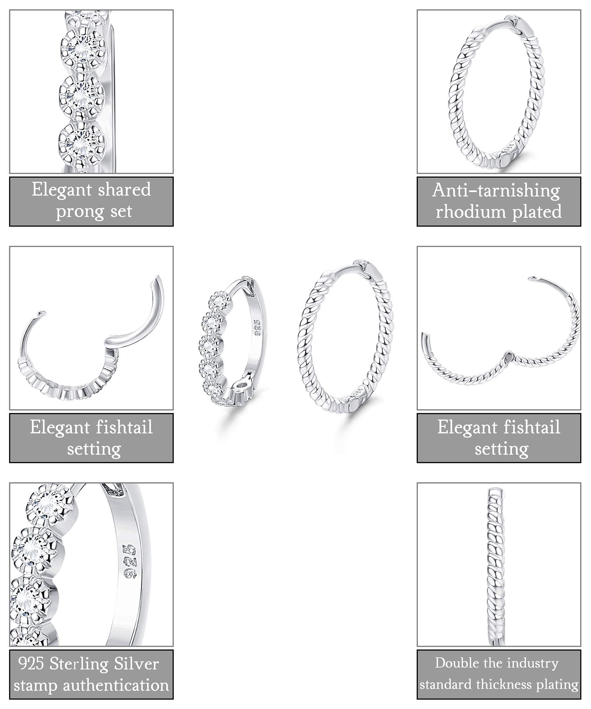 Milacolato 2Pairs Sterling Silver Small Hoop Earrings