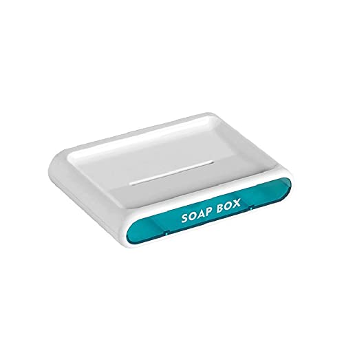 PLMM soap Box， Wall Mounted Soap Dish Bathroom Soap Case Storage Rack Soap Tray Holder Bathroom Accessories Sets (Color : Blue)