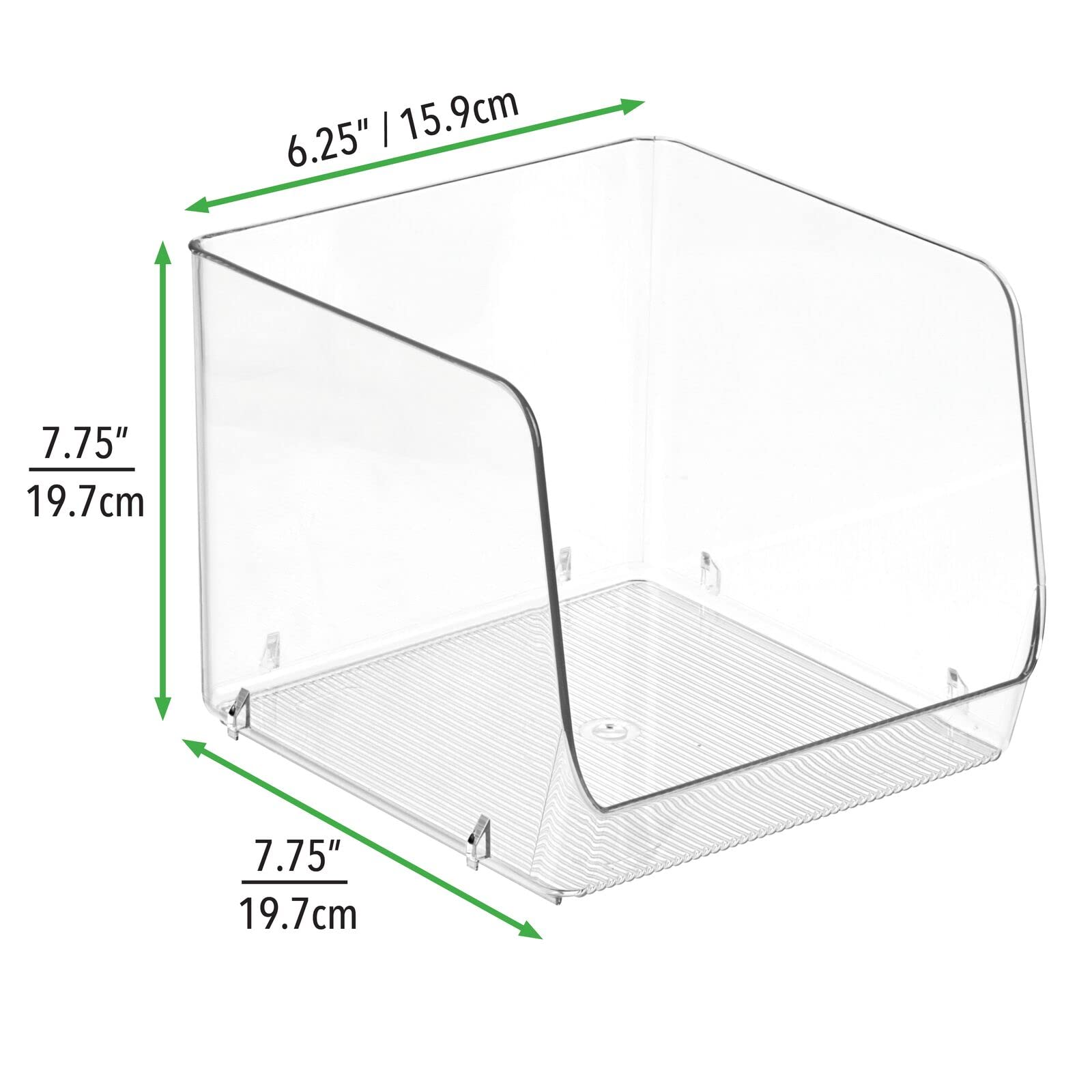 mDesign Modern Stackable Plastic Open Front Dip Storage Organizer Bin Basket for Kitchen Organization - Shelf, Cupboard, Cabinet, and Pantry Organizing Decor - Ligne Collection - 2 Pack - Clear