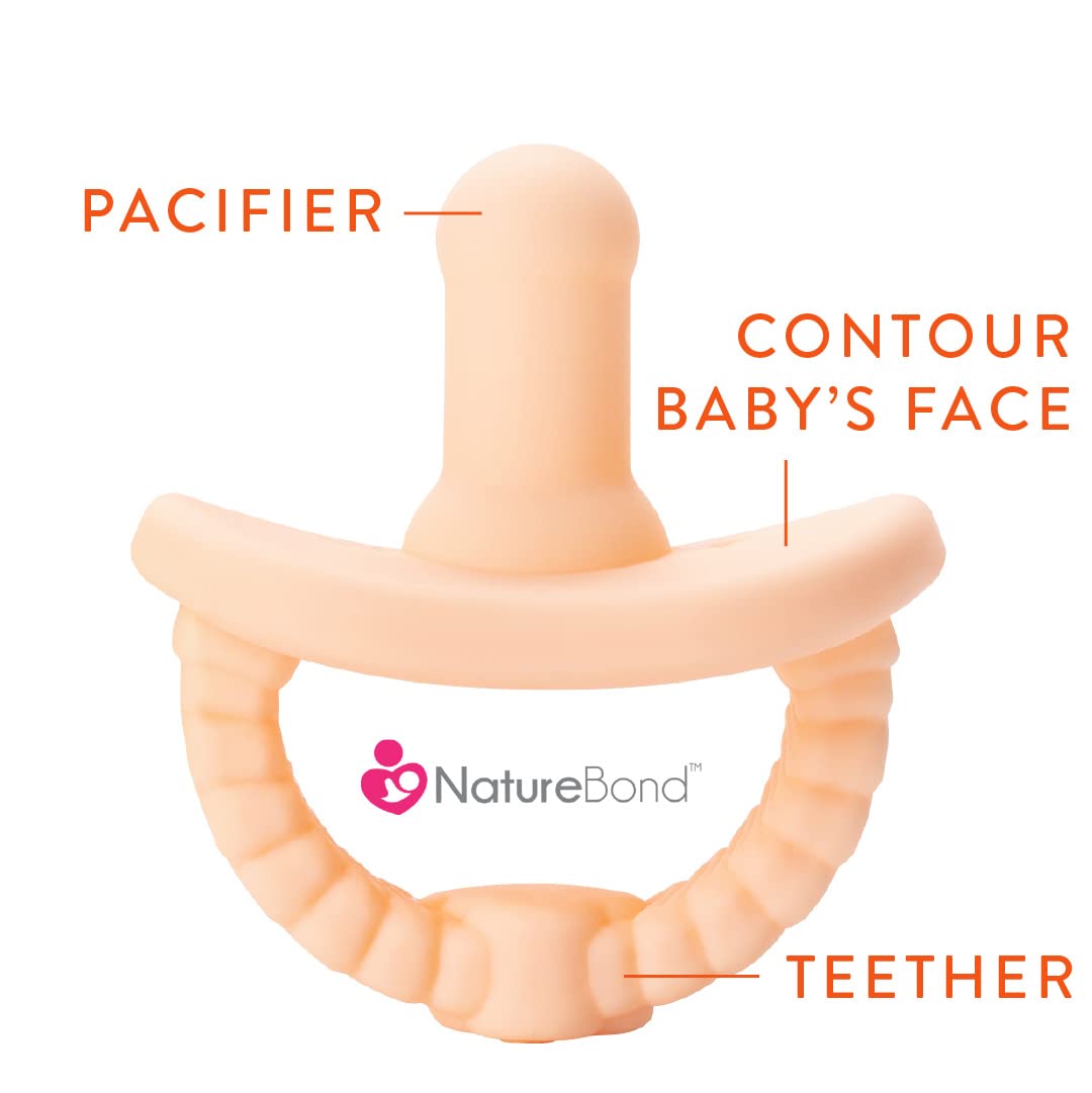 NatureBond Baby Silicone Pacifiers (2 Packs) + Pacifier Case | Soothie Pacifier 6-18 Months | Blue & Cream | BPA-Free Food Grade Silicone Binkies, Baby Boy Pacifier, Chupones para Bebes