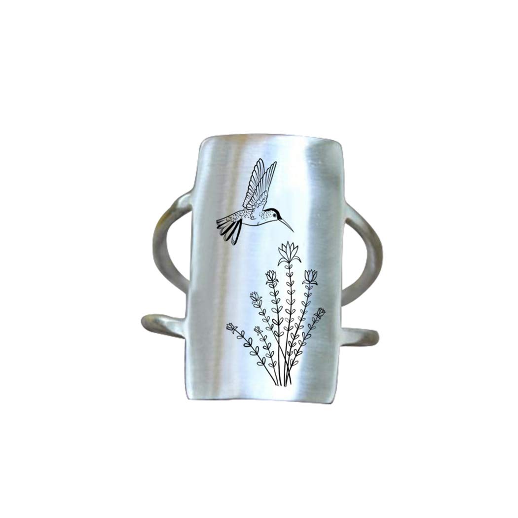 SIMONLY Hummingbird Ring S925 Sterling Silver Animal Ring Jewelry Gift for Bird Lover (Style B, 10)