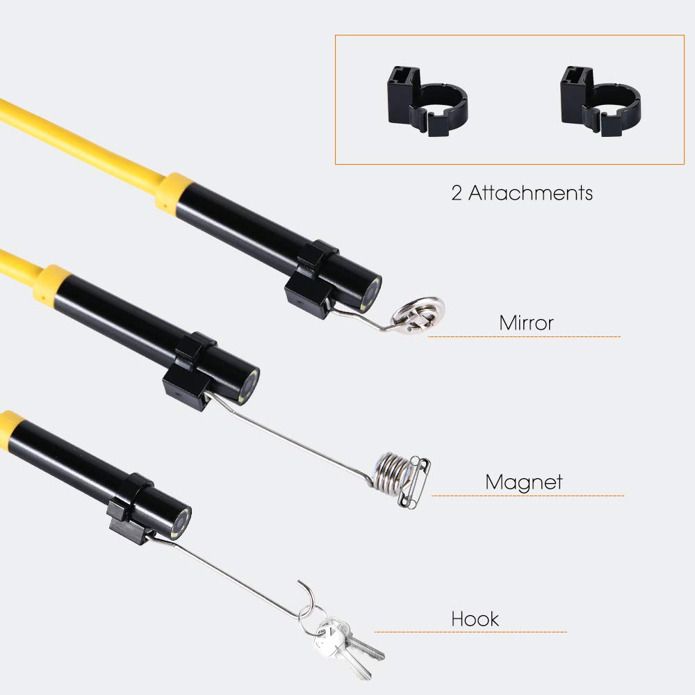 Ragu Endoscope Camera, 1080P HD Borescope 4.3” LCD Screen Inspection Camera IP67 Waterproof Industrial Endoscope with 8 Dimmable LEDs 16.4ft Semi-Rigid Cord