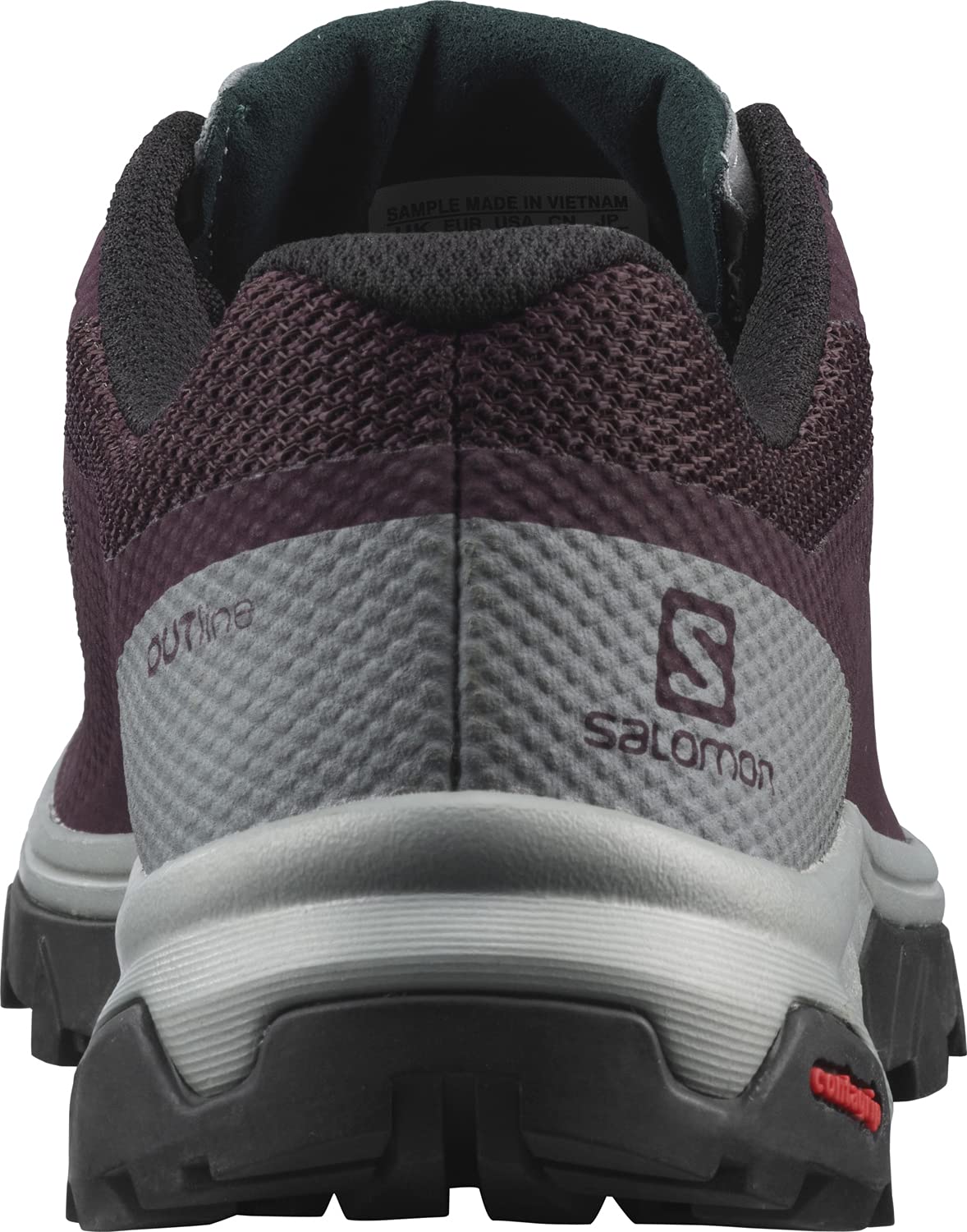 Salomon Outline Hiking Shoes for Women, Wine Tasting/Quarry/Green Gables, 5