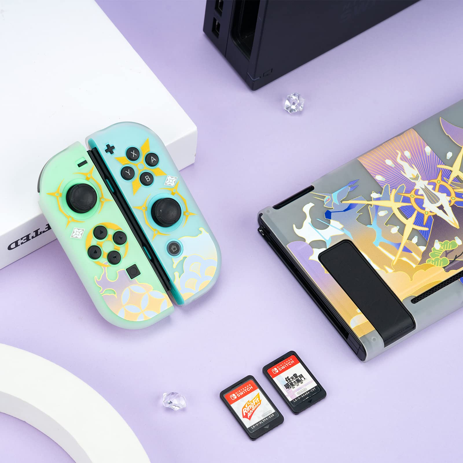 YOCORE Cute Anime Protective Case Compatible with Switch, Soft TPU DIY Replacement Shell with Shock-Absorption and Anti-Scratch