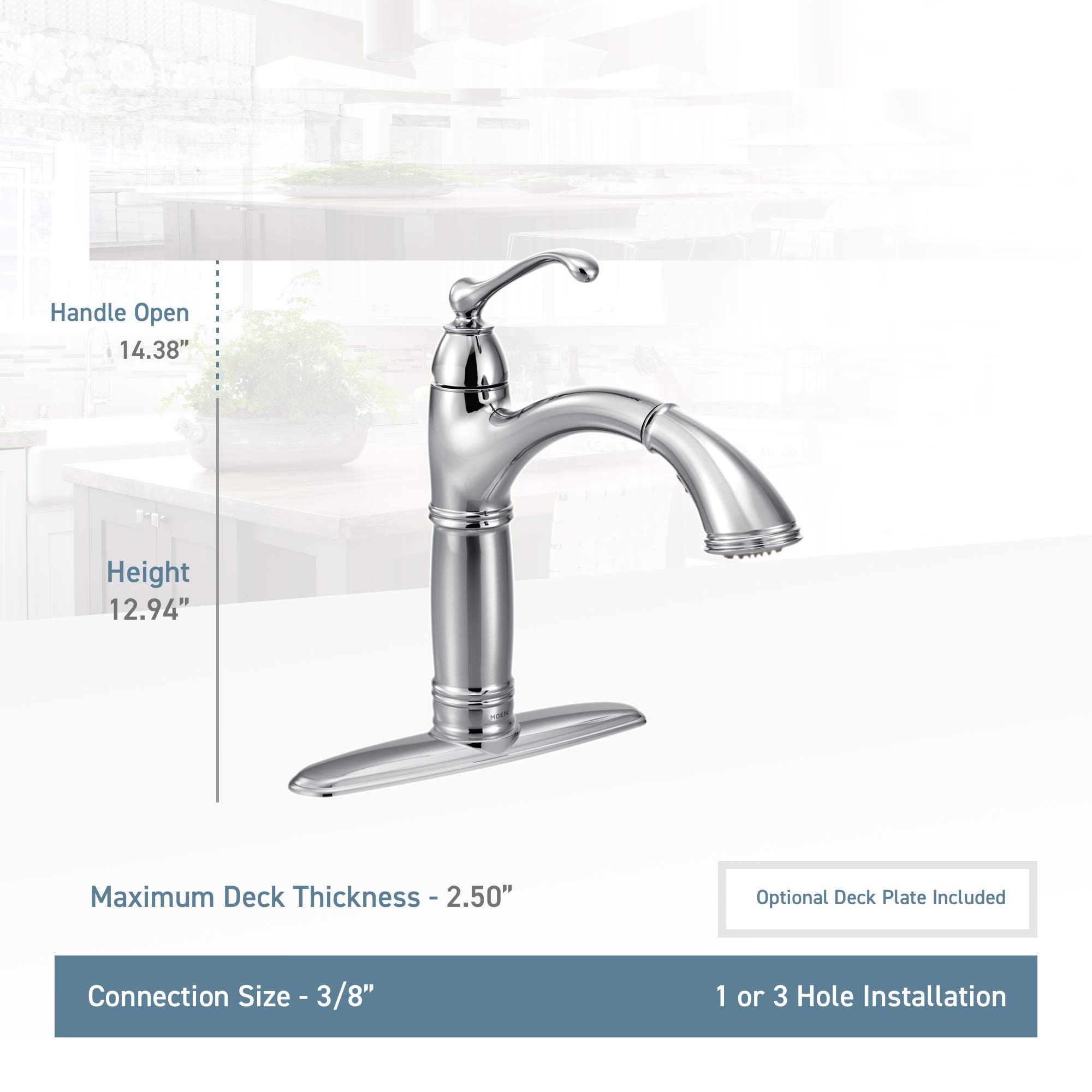 Moen 7295ORB Brantford One-Handle Pullout Kitchen Faucet Featuring Power Clean and Reflex, Oil Rubbed Bronze