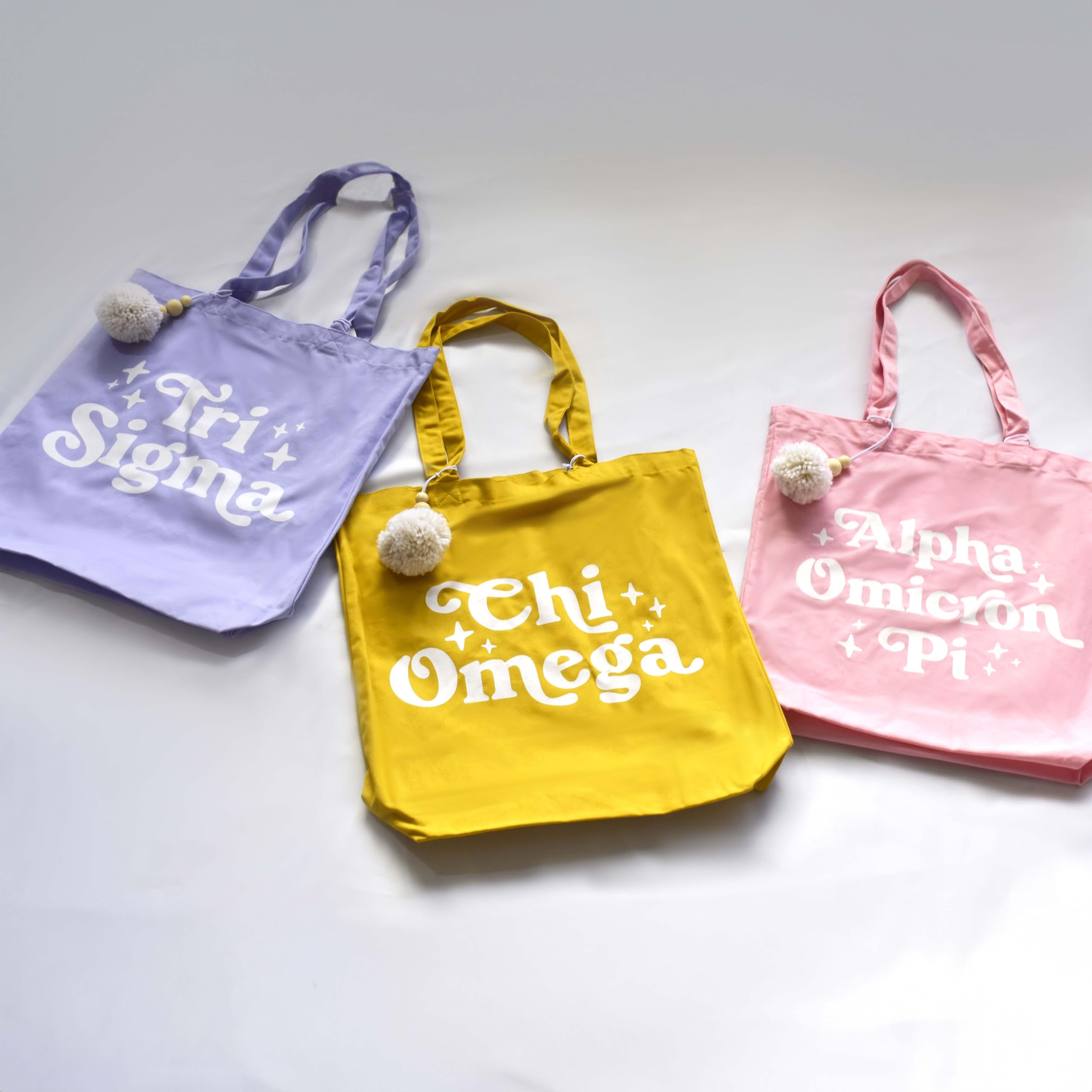 Sorority Shop Alpha Omicron Pi Retro Pom Pom Tote Bag