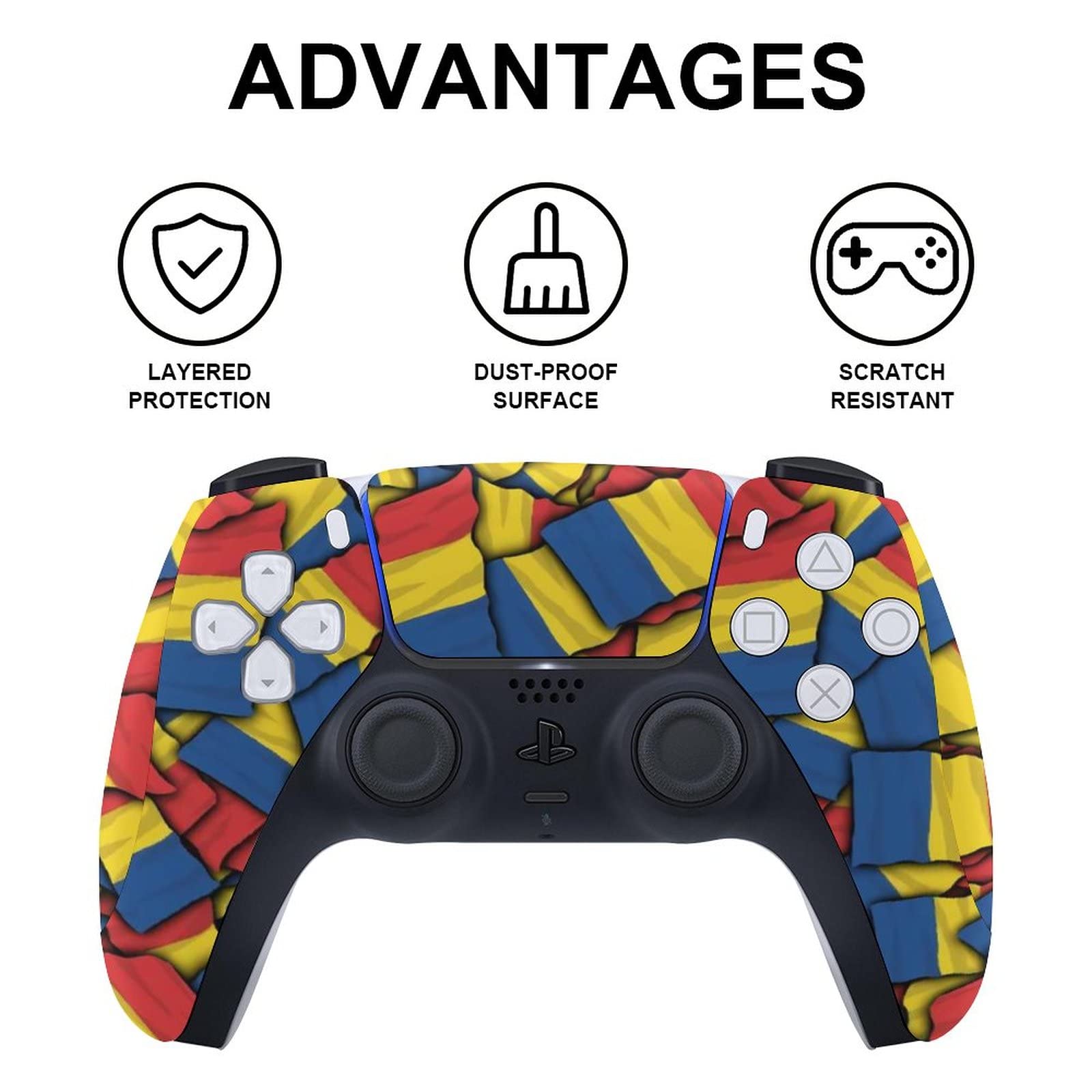 Romanian Flag Compatible with PS5 Console and Controller Sticker Skin, Durable, Scratch-Resistant, and Bubble-Free (Digital Version)