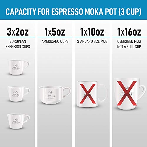 Zulay Kitchen Classic Stovetop Espresso Maker for Great Flavored Strong Espresso, Classic Italian Style 3 Espresso Cup Moka Pot, Makes Delicious Coffee, Easy to Operate & Quick Cleanup Pot