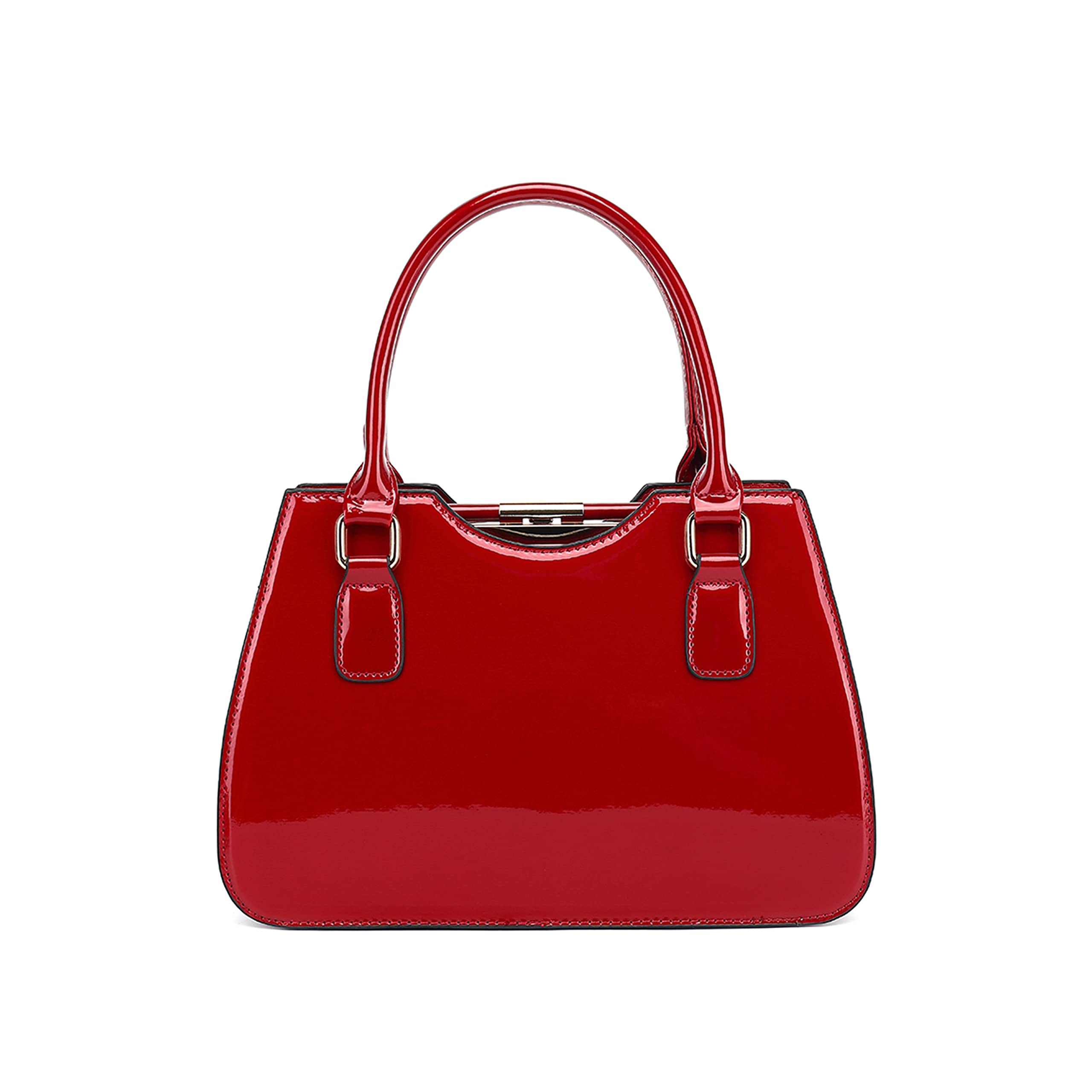 Style Strategy red purses patent leather Satchel handbags for women Top Handle with push button Shoulder bags crossbody for women