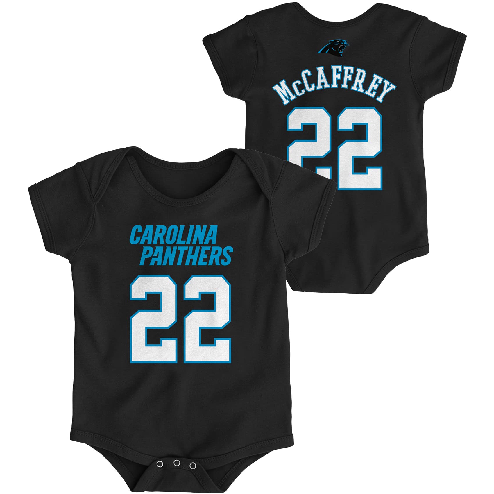 Outerstuff NFL Newborn Infants Team Color Name and Number Bodysuit Creeper (18 Months, Christian McCaffrey Carolina Panthers Home Black)