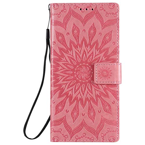 Mobile Phone Case Bag for Samsung Galaxy Note20 Ultra 5G Sun Embossing Pattern Horizontal Flip Leather Case with Card Slot & Holder & Wallet & Lanyard Back Cover Case (Color : Pink)