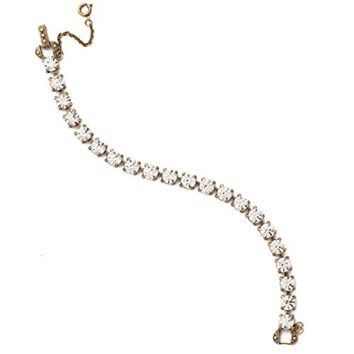 Sorrelli Essentials Repeating Round Crystal Line Bracelet, Antique Gold-Tone Finish, Crystal