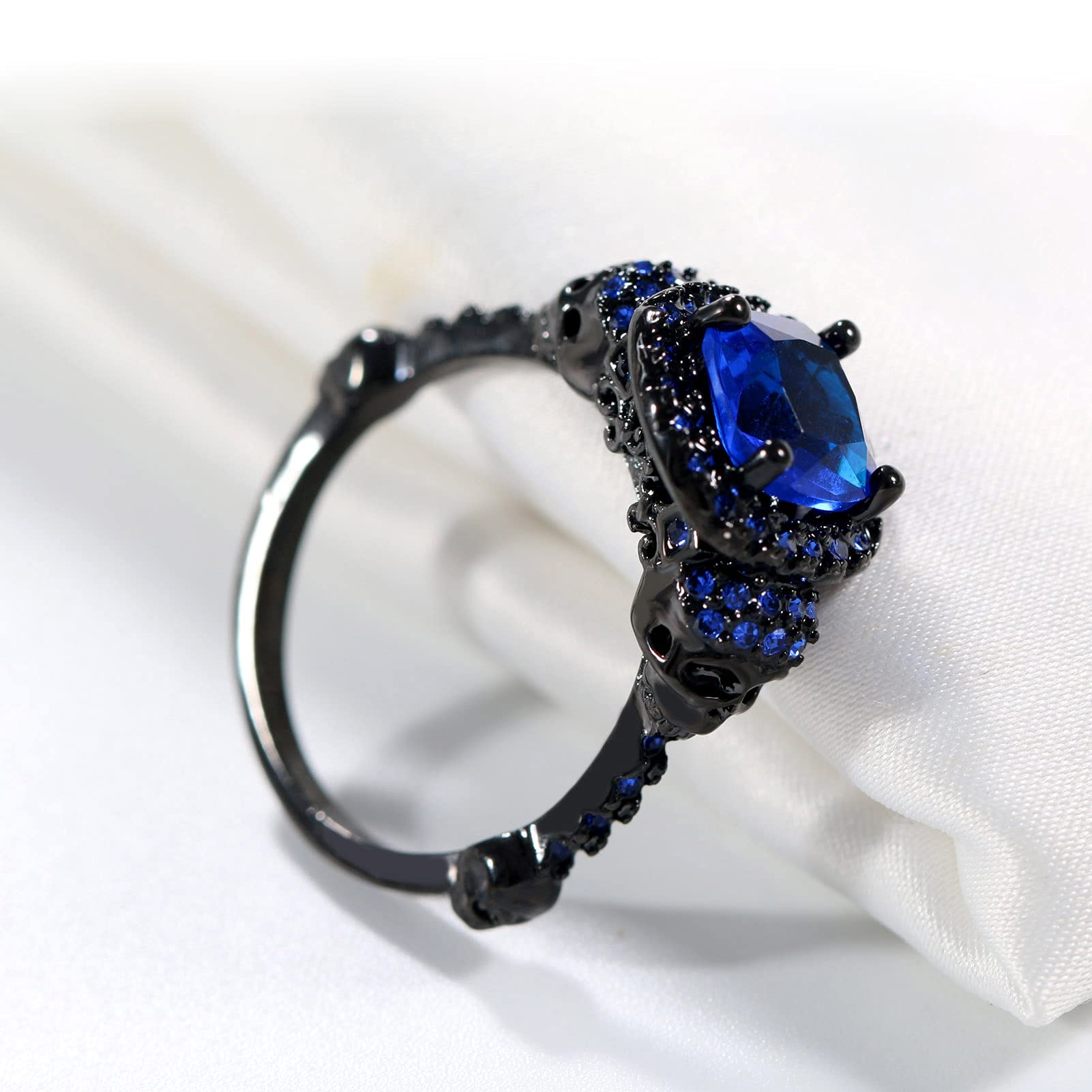 Ringcrown Black Ring Heart Red Cz Womens Wedding Ring Engagement Ring for Women