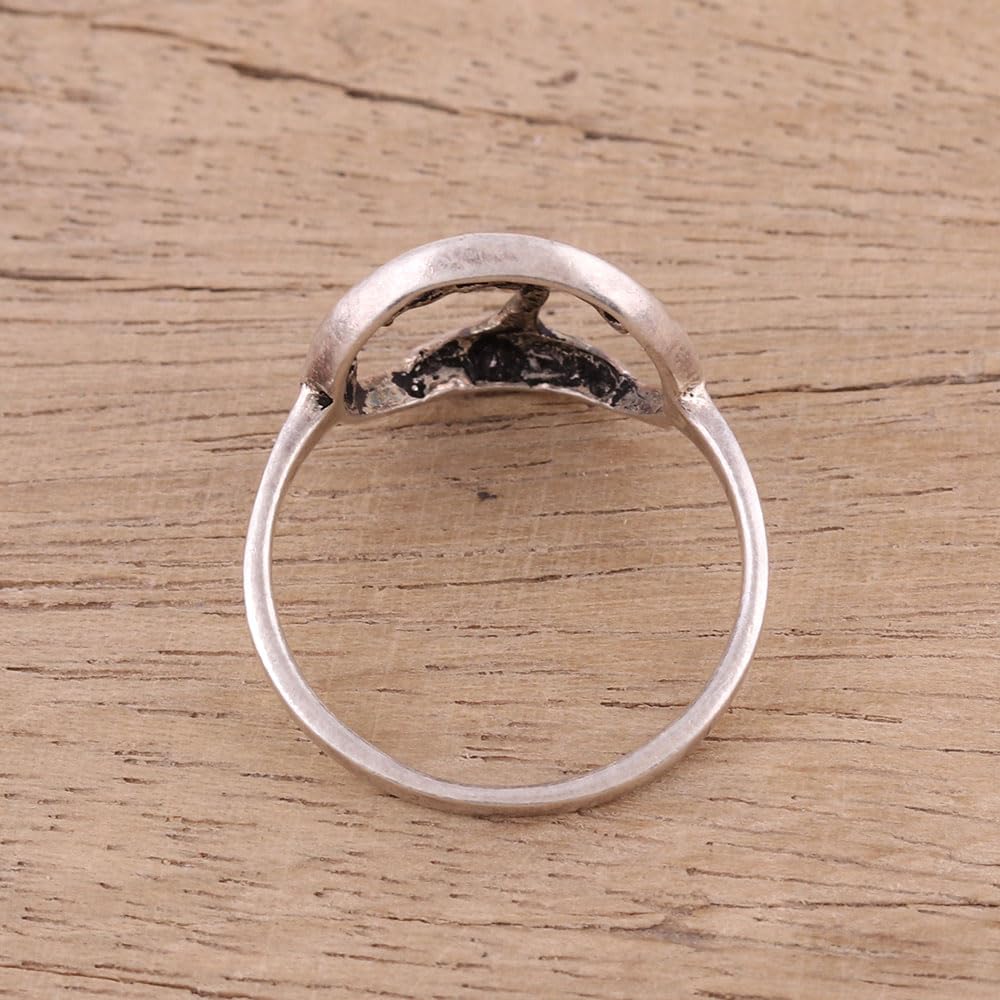 NOVICA Artisan Handmade .925 Sterling Silver Cocktail Ring Indian with Jali Tree Motif Leaf 'Majestic Jali Tree'