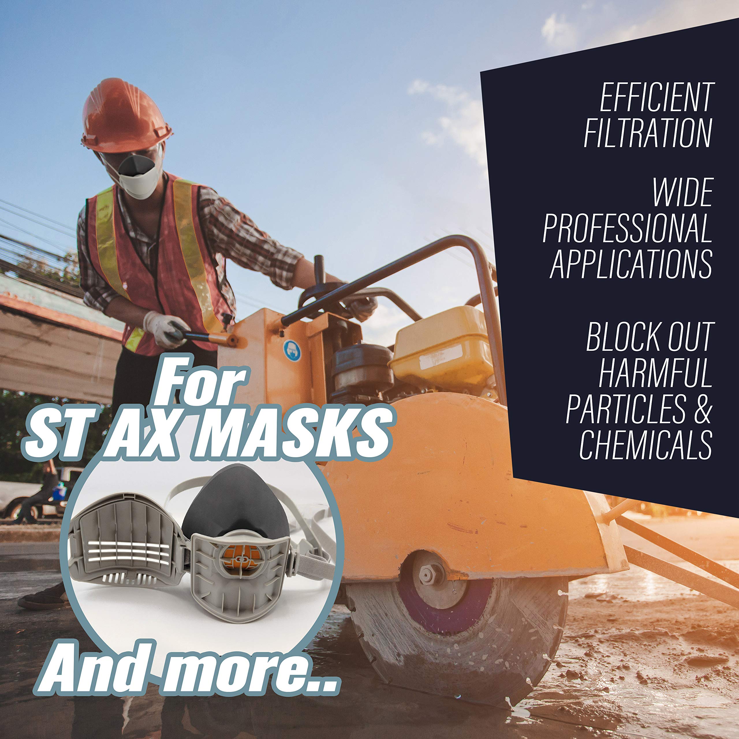 PM2.5 Replacement Filters for ST-AX and ST-AG Respirator Face Masks β High Efficiency 5 Layer Construction with Electrostatic Fiber Traps Particles 100X Smaller Than a Human Hair -10 Pack