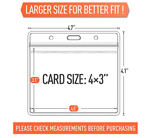 SUIXINFARO Waterproof Card Protector - 10 Pack Plastic ID Holder for Vaccination Clear Sleeves with Hole Slots Lanyards Vax Document Holders Resealable Zip, PVC 4.5''x3.1'', Transparent