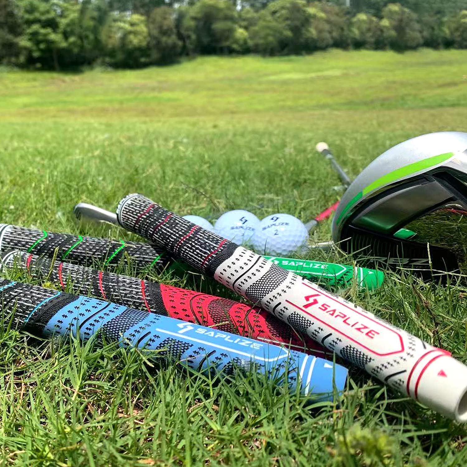 SAPLZIE Hybrid Rubber Golf Grips 13 Pack, All Weather Design, 13 Grips with All Kits, Multi-Compound Hybrid Golf Club Grips, CL04 Series, Standard Size, Green