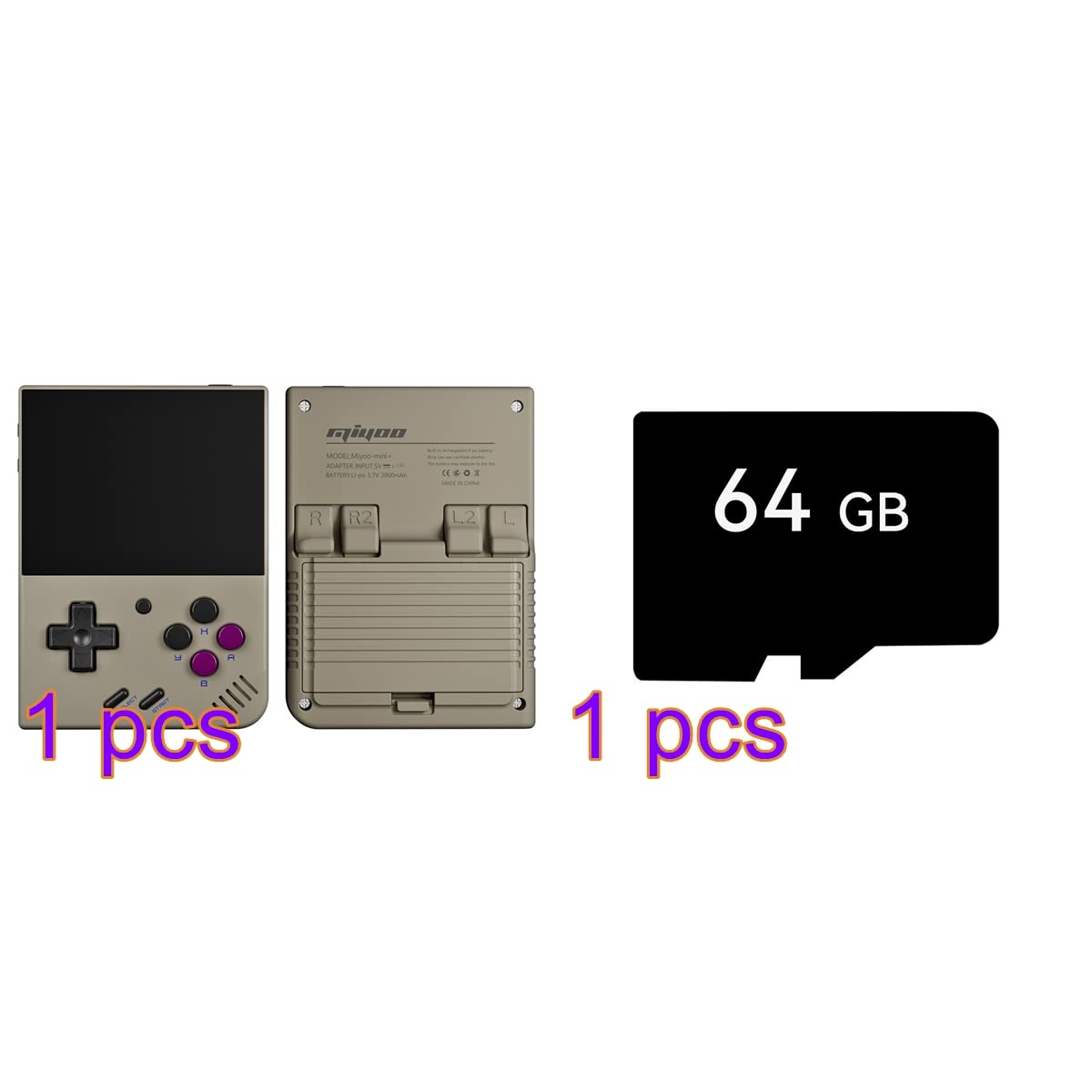 SOMOG Miyoo Mini Plus 3.5-Inch Handheld Game Console, Portable Retro Video Game Console, Electronic LCD Video Game Handheld Emulator Miyoo with 64G Memory Card for Adult and Kid (Grey)