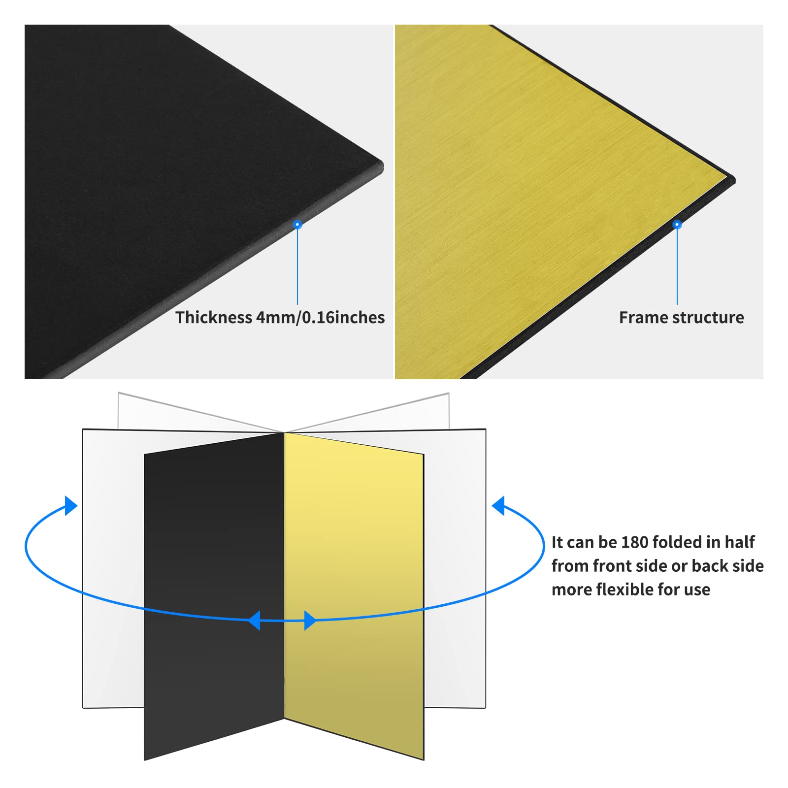 NEEWER Photography Light Reflector Cardboard, 2 Packs 4-in-1 A3 (17x12in/42x30cm) Size Studio Tabletop Folding Light Diffuser Board for Still Life, Product, Food Photography, Silver/Gold/White/Black
