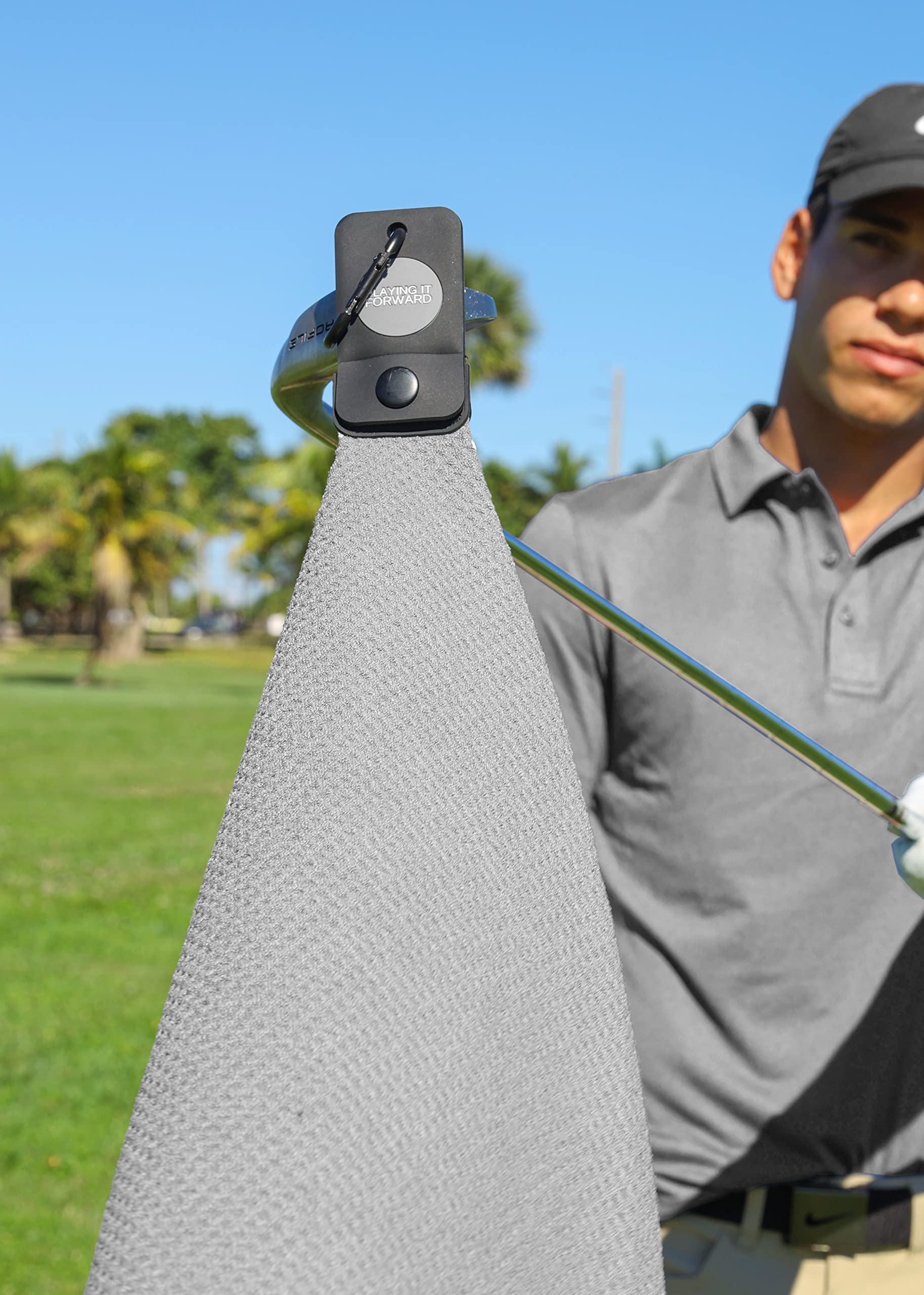 Playing It Forward Magnetic Golf Towel for Golf Bags with Clip for Men & Women, Waffle Weave Microfiber Golf Towel with Industrial Strength Magnet for Strong Hold to Golf Carts or Clubs