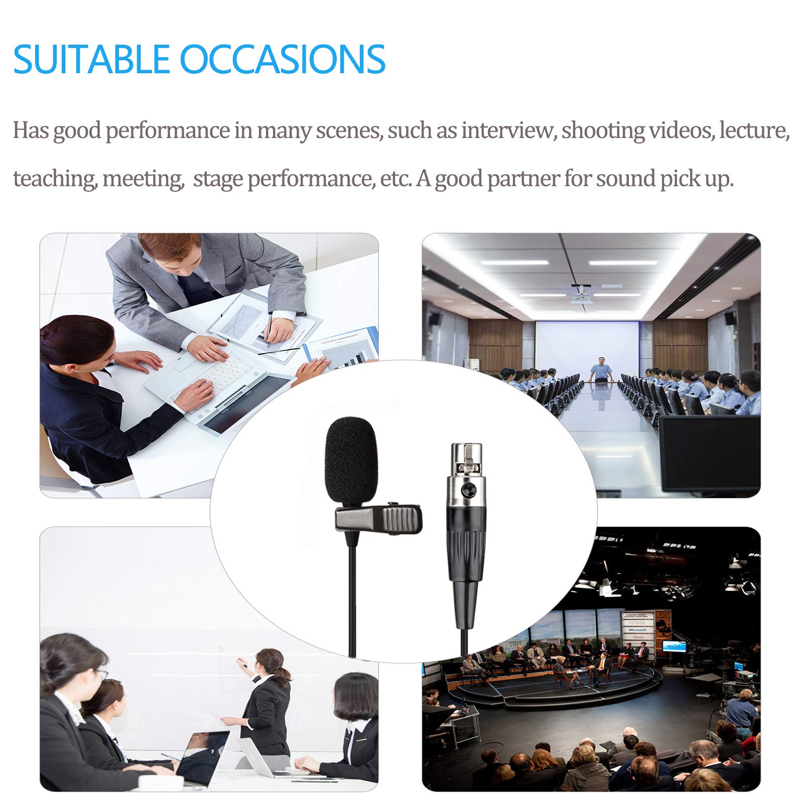 Sujeetec Lavalier Microphone Lapel Microphone Compatible with Shure Wireless Transmitter - Unidirectional Condenser Mic - Mini XLR TA4F Plug