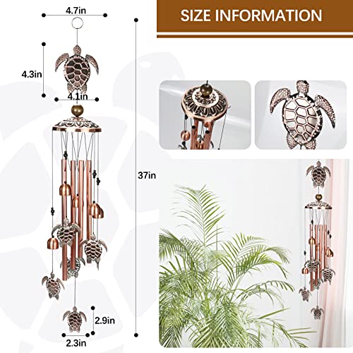 Turtle Wind Chimes,Sea Turtle Gifts for Women,Wind Chimes for Outside Unique,Large Wind Chimes with S Hook