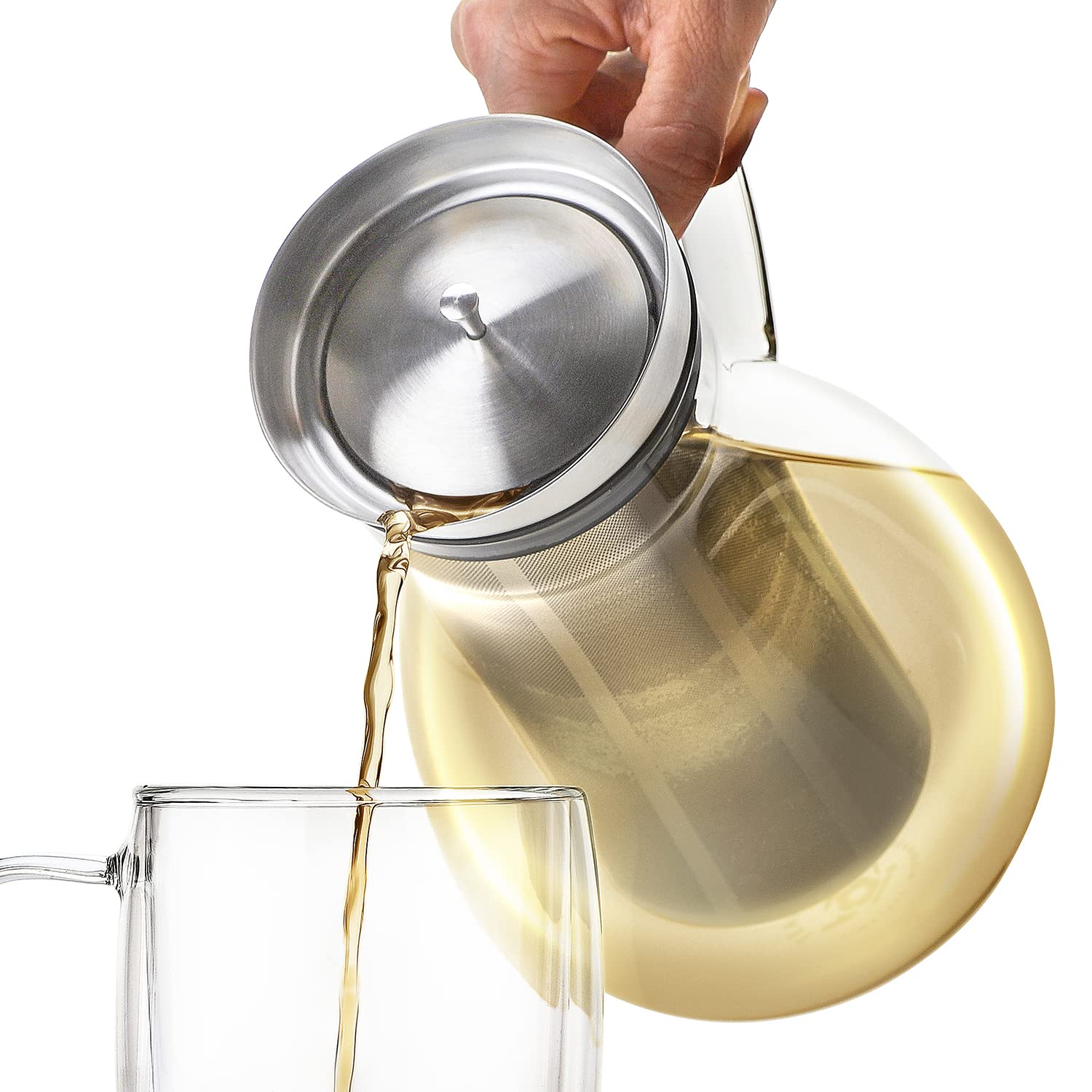 Teabloom Multi-Brew Glass Teapot + Kettle + Pitcher (51 OZ / 1.5 L / 6 CUPS) – Brew and Serve Hot Tea, Iced Tea, Cold Brew Tea and Fruit Infused Water – Formosa Tea Maker