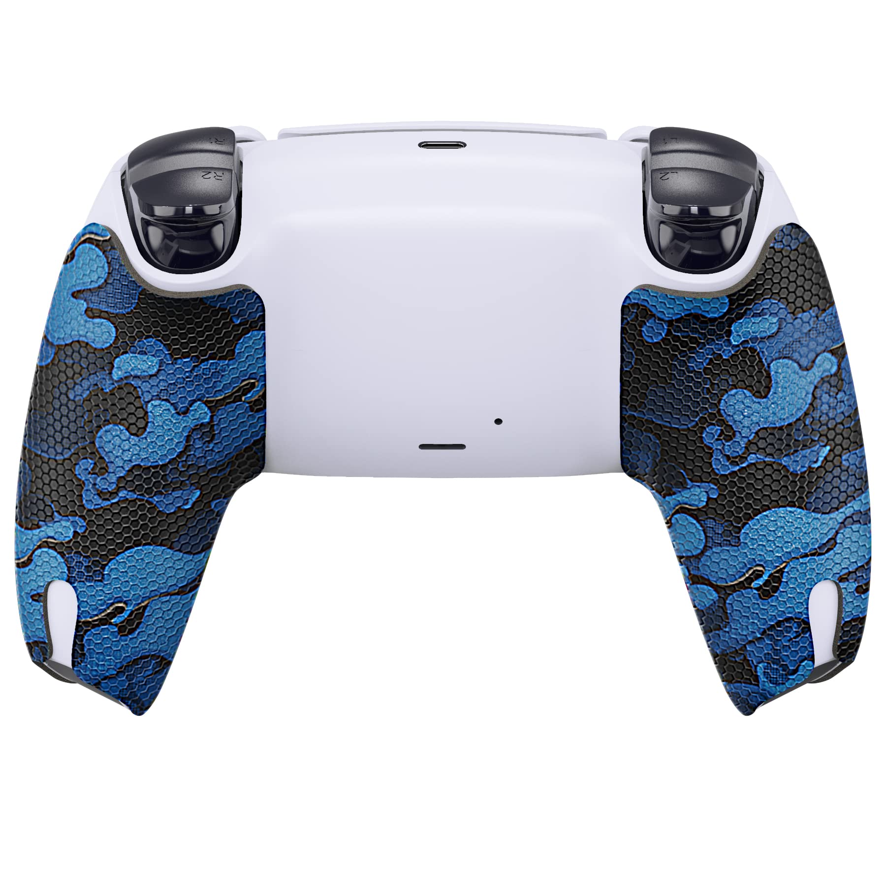 PlayVital Anti-Skid Sweat-Absorbent Controller Grip for PS5 Controller, Professional Textured Soft Rubber Pads Handle Grips for PS5 Controller - Black Blue Camouflage