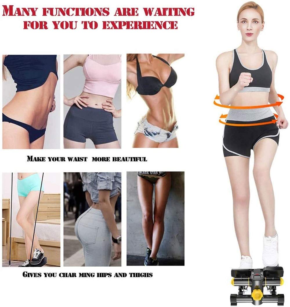 Stepper with Mini Fitness Equipment, Stepper with Resistance Band and LCD Display, Bicycle with Load Capacity of 300lbs, Mini Stepper with Resistance Band