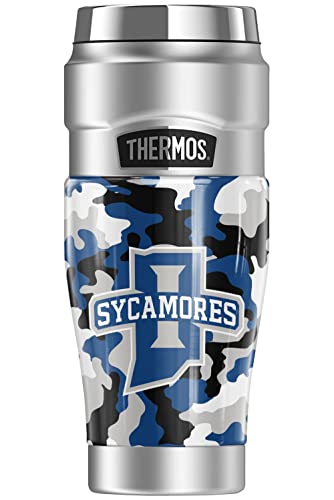 THERMOS Indiana State University OFFICIAL Camo STAINLESS KING Stainless Steel Travel Tumbler, Vacuum insulated & Double Wall, 16oz