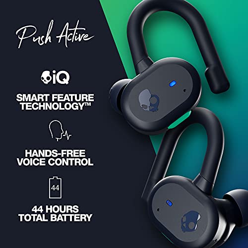 Skullcandy Push Active In-Ear Wireless Earbuds, 43 Hr Battery, Skull-iQ, Alexa Enabled, Microphone, Works with iPhone Android and Bluetooth Devices - Dark Blue/Green
