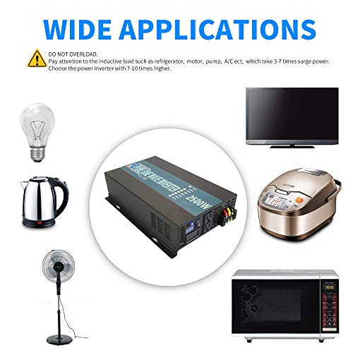 WZRELB 2500W 48V 120V Pure Sine Wave Power Inverter with 2 AC Outlets,Car Inverter