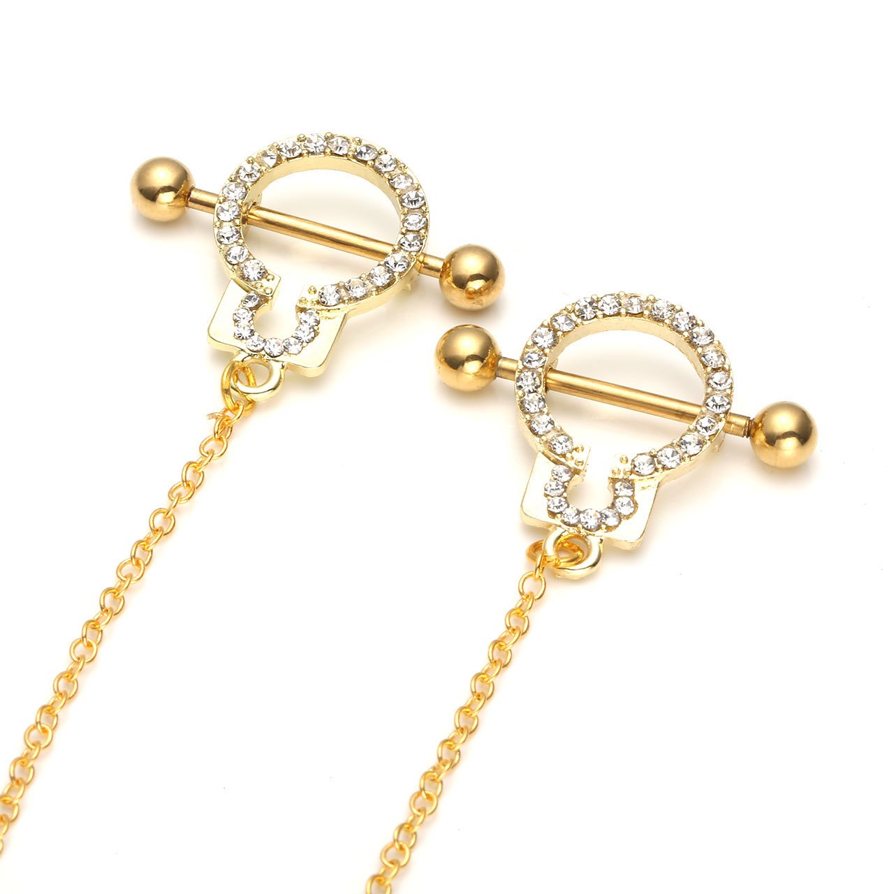 PiercingJ 2-10pcs 14G Stainless Steel Nipple Rings Nipple Shield Ring Chain Nipplerigns Ball Piercing Barbells Slivery Golden Tone