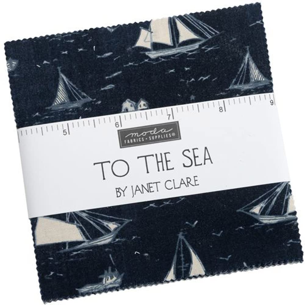 Moda Fabrics to The Sea Charm Pack by Janet Clare; 42-5 inches Precut Fabric Quilt Squares, 5 Inches