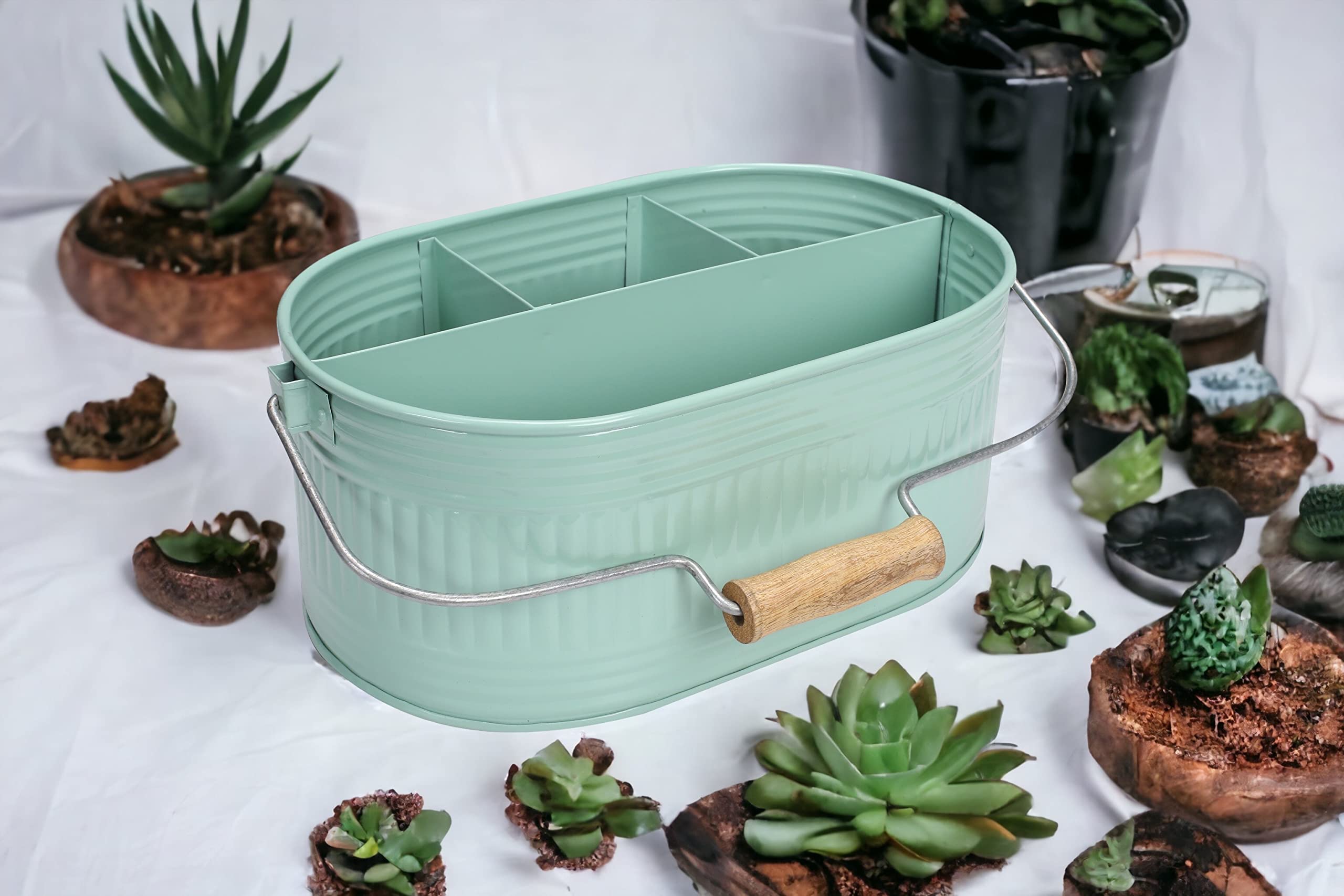 utensil caddy for parties, utensil caddy for countertop, kitchen utensil caddy, plate and utensil caddy - picnic utensil caddy, kitchen utensil caddy for countertop - 13.5 Inches (Mint Green)