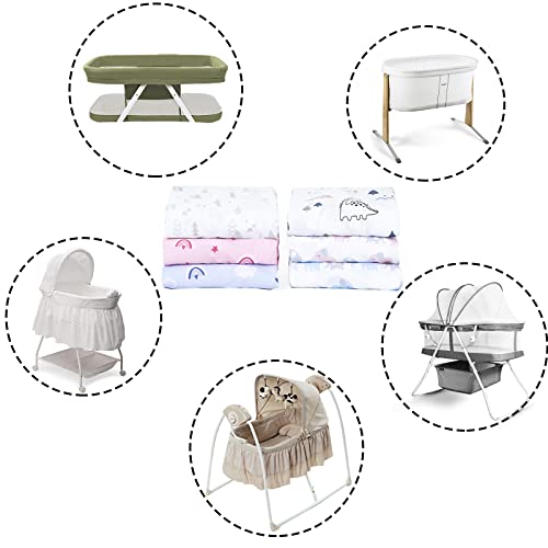 PHF Soft Bassinet Sheets, 2 Pack Silky Comfy Breathable Cradle Sheets for Baby Boys Girls, Univeral Fit for Most Cradle and Bassinet Mattress, Light Grey & Light Grey