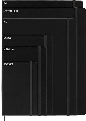 Moleskine Paper Tablet Hard Cover Smart Notebook, Ruled, Large (5" x 8.25") Black - Compatible w/ Moleskine Pen+ Ellipse (Sold Separately) & App, Digitize & Organize Notes, 176 Pages